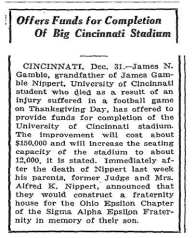 Complete story of how UC's Nippert Stadium got its namesake, University ...